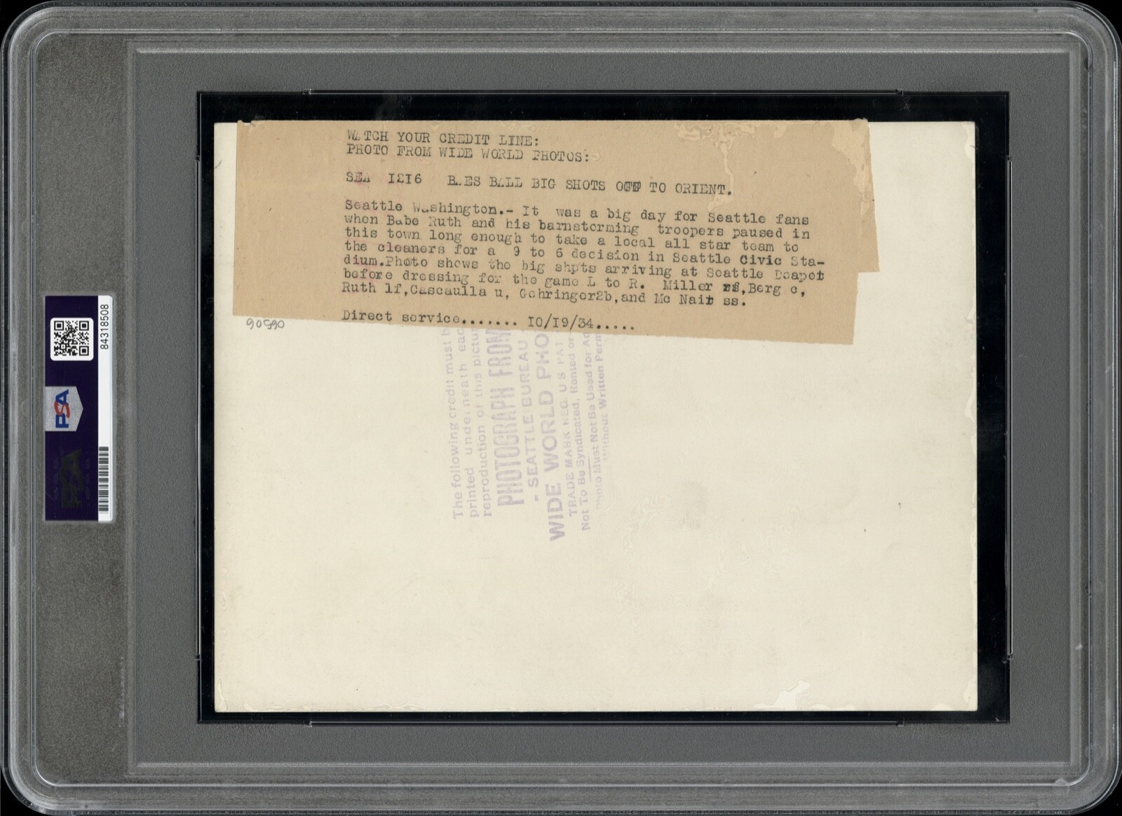 Babe Ruth & Moe Berg 1934 Seattle Tour of Japan Type 1 Original Photo ...