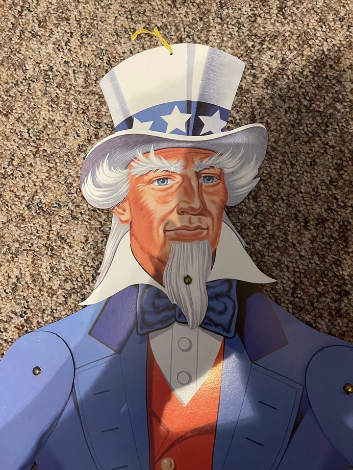 (1) Antique UNCLE SAM 1930’s Die Cuts Jointed 52" Patriotic USA Stars ...