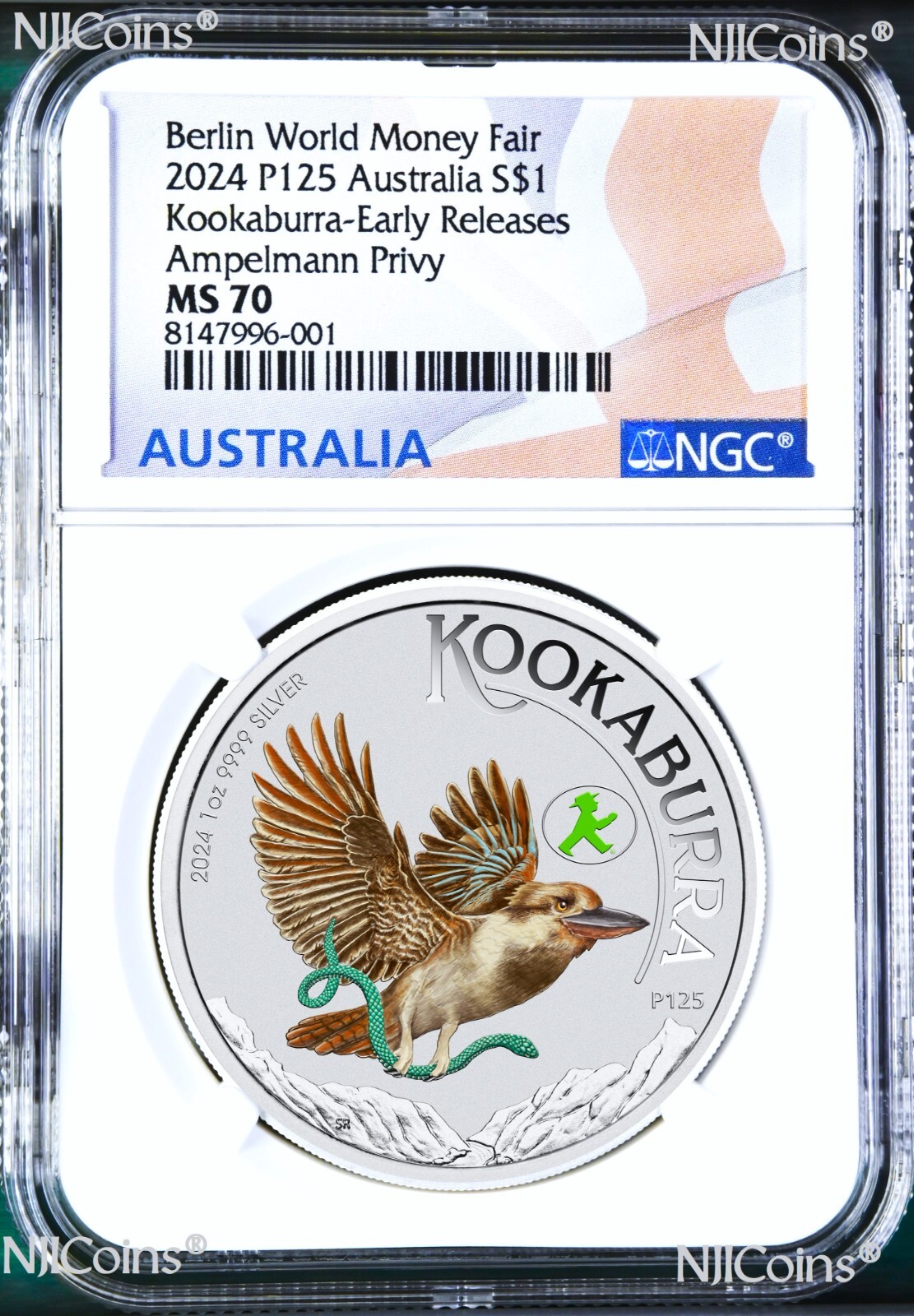 2024 Berlin Show WMF Kookaburra Silver NGC MS70 1oz $1 Coin w ...