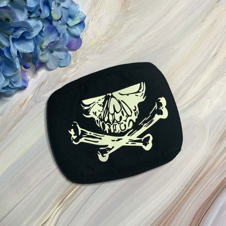 Washable Reusable Anime Skull Bones Skeleton Glow in Dark Face Mouth ...