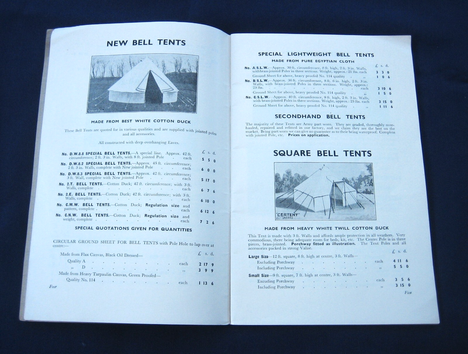 Tents & Equipment Booklet 1936 Issue For WG & District Guide & Scout ...