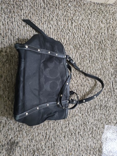 COACH BLACK SIGNATURE LUREX STUDDED TOTE SHOULDER BAG 12911 HANDBAG ...