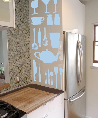 Utensil Vinyl Decal Stickers - DIY Removable Decor - Spatulas Plates ...