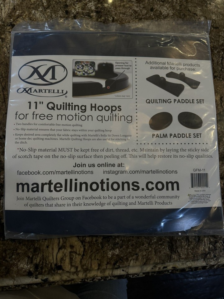 Martelli Free Motion Quilting, Sewing & Embroidery Hoop & Gripper Rings ...