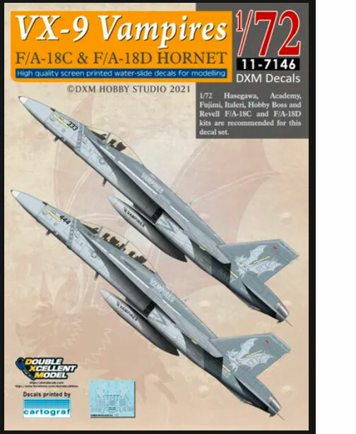 1/72 USN/MC F/A-18C/D Hornet VX-9 Vampires Decals for Hasegawa/Academy ...