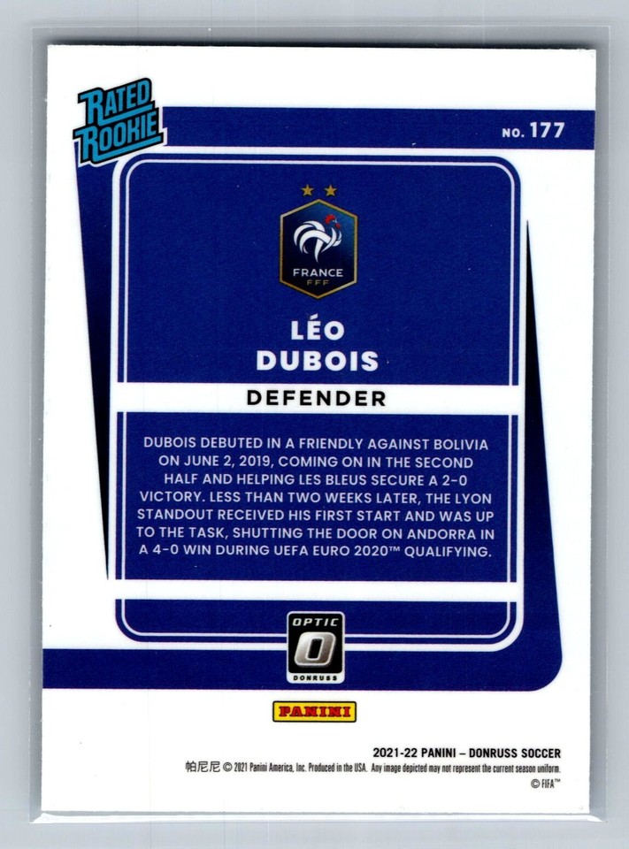 LEO DUBOIS 2021-22 Donruss Optic Soccer RATED ROOKIE RC #177 France | eBay