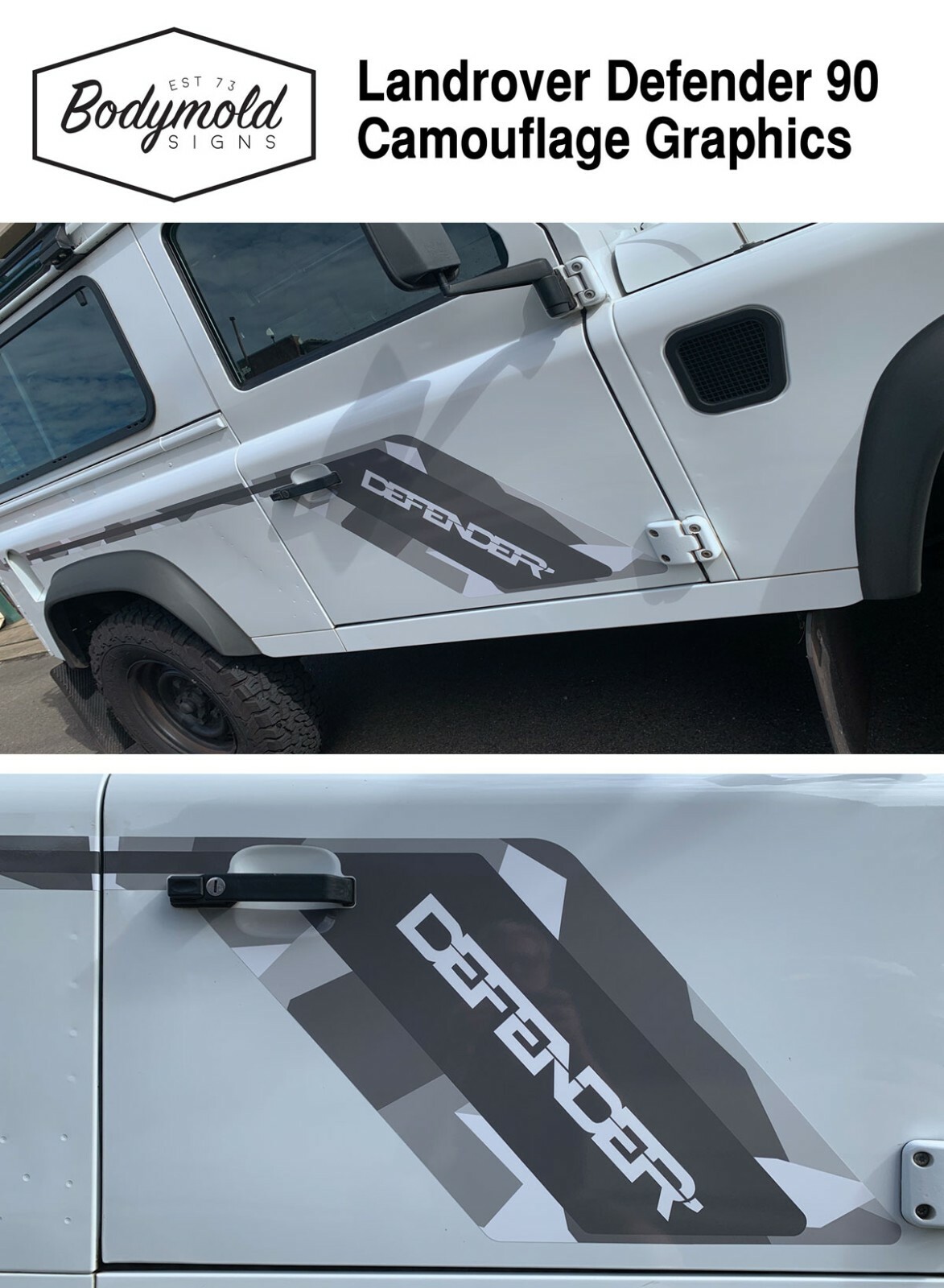 Landrover Defender 90 series camouflage graphics Extra Wide Door Decal ...