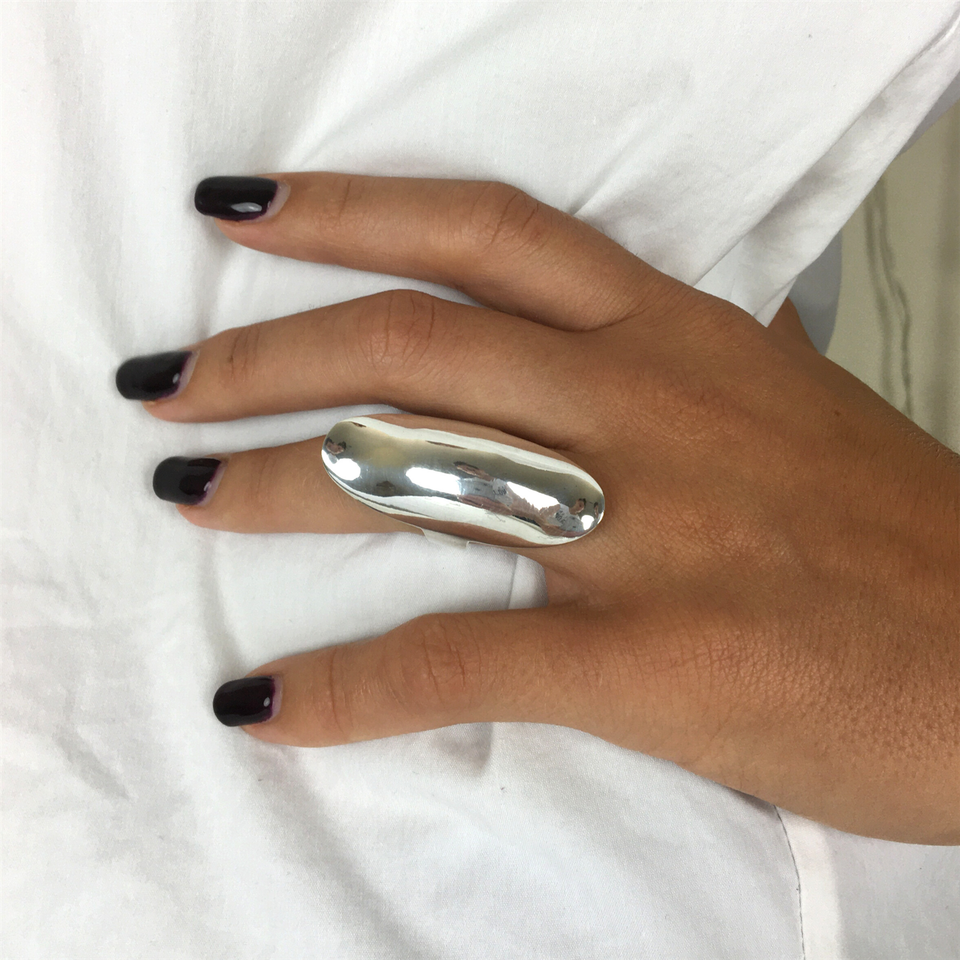 Chunky Ring 925 Sterling Silver Statement Long Full Finger Armour ...