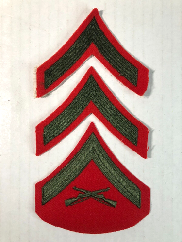 USMC Marine Lance CORPORAL Patch Lot E3 Rank Large Chevrons Green on ...