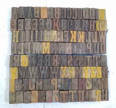 Vintage Letterpress wood/wooden printing type block typography 111pc ...