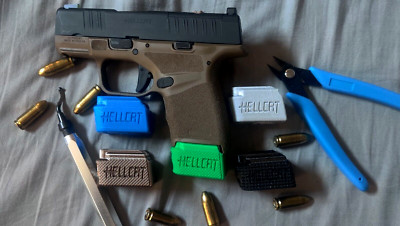 Springfield Hellcat Mag Base Pad (Knurled) Black, Gray, Red, Blue or ...