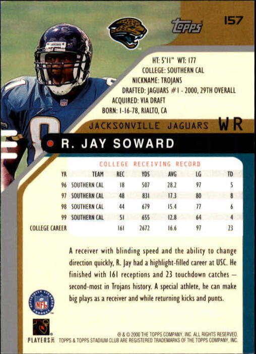 2000 Stadium Club #157 R.Jay Soward Rookie Football Card | eBay