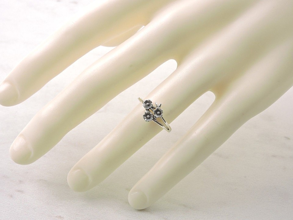 Sterling Silver Triple Flower Ring - Free Gift Packaging | eBay