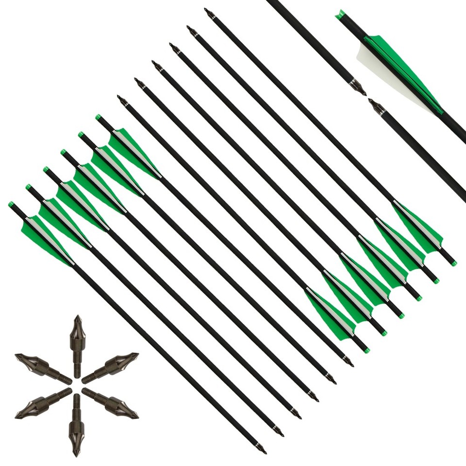 12pcs Crossbow Arrows 20" Hunting Bolts &/OR Broadheads Lighted Nocks ...