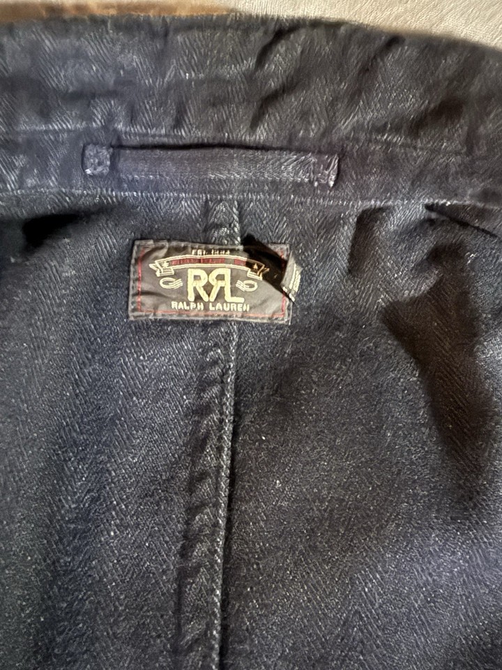 RRL (Double RL by Ralph Lauren) Indigo Herringbone Engineer Chore Coat ...