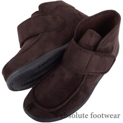 Mens / Gents Microsuede EE Wide Fitting Slippers / Boots with Ripper ...