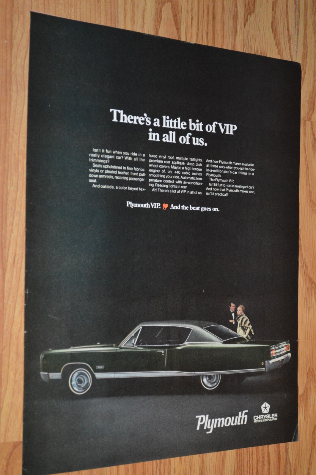 ★1968 PLYMOUTH VIP ORIGINAL LARGE VINTAGE ADVERTISEMENT PRINT AD 68 | eBay