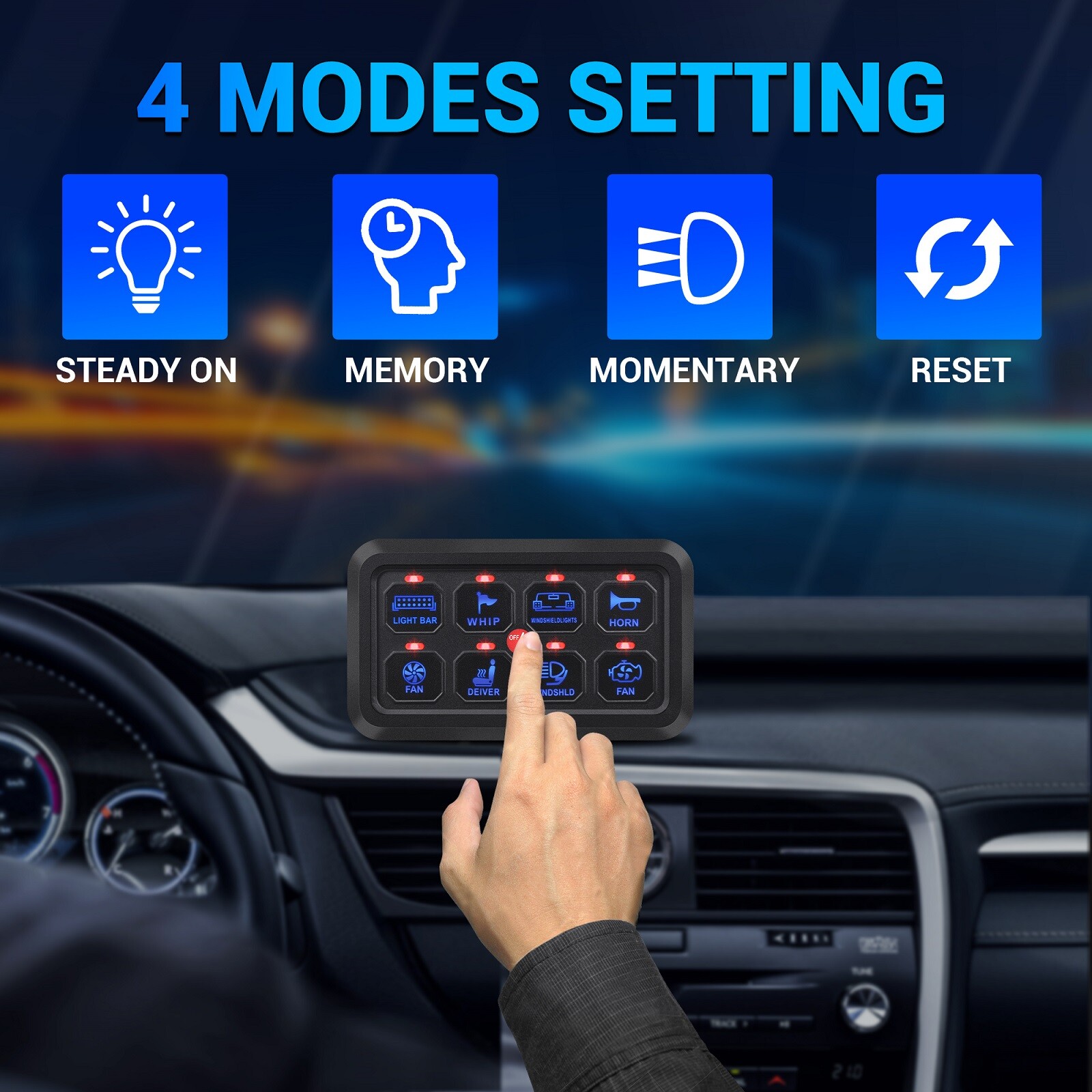 MICTUNING 8 Gang Switch Panel On/Off Led Light Bar Power Circuit ...