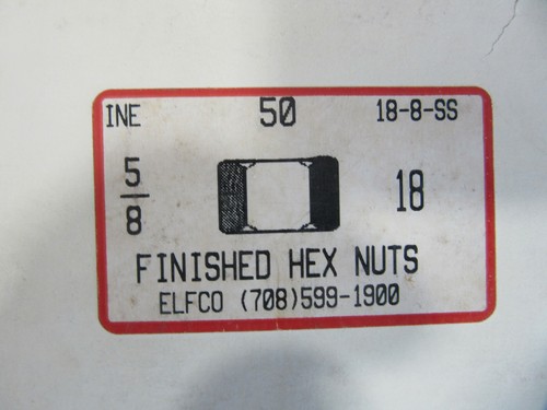 (50) 5/8-18 Stainless Finished Hex Nuts NEW!!! Free 2 Day FedEx ...