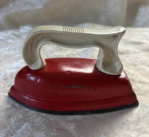 Vintage Children's Toy Iron - Red Metal with White Plastic Handle | eBay