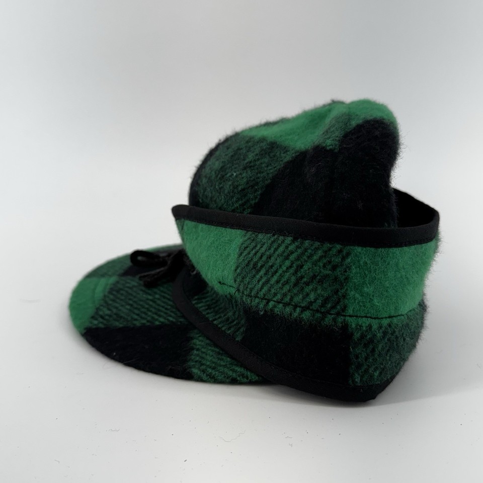 Buffalo Plaid Wool Winter Hat Ear Flaps Green & Black Check Lumberjack ...