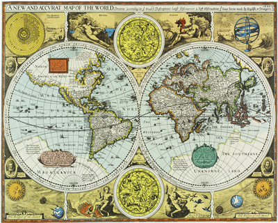 1626 "NEW & ACCURATE" WORLD MAP....Fantastic Decorative Poster Various ...