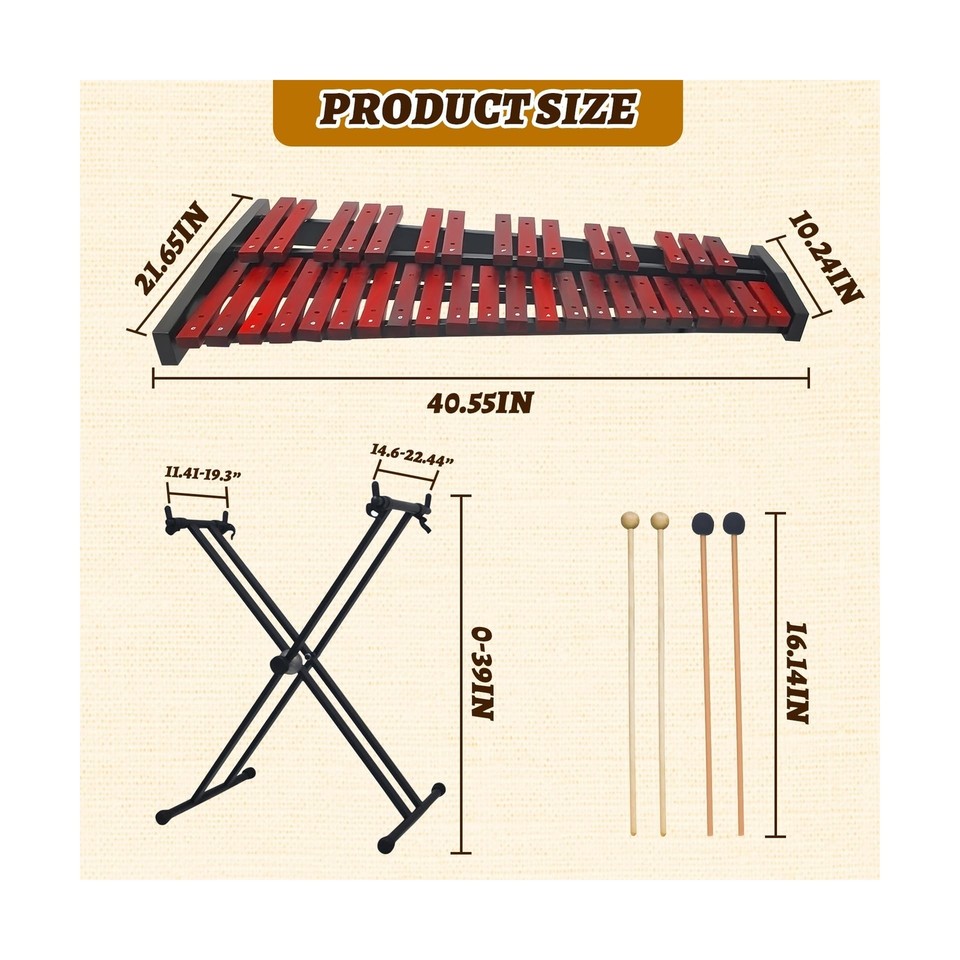 Marimba, 37 Key Wooden Adult Xylophone with Mallets and Adjustable ...