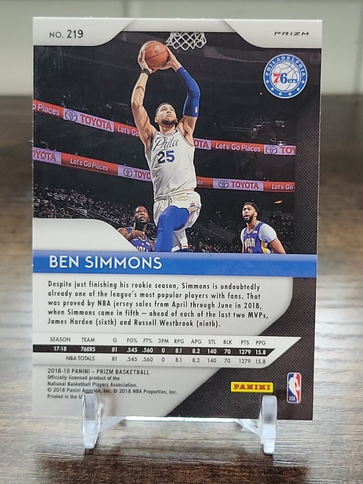 2018-19 Panini Prizm Ben Simmons Hyper Silver Prizm #219 Philadelphia ...