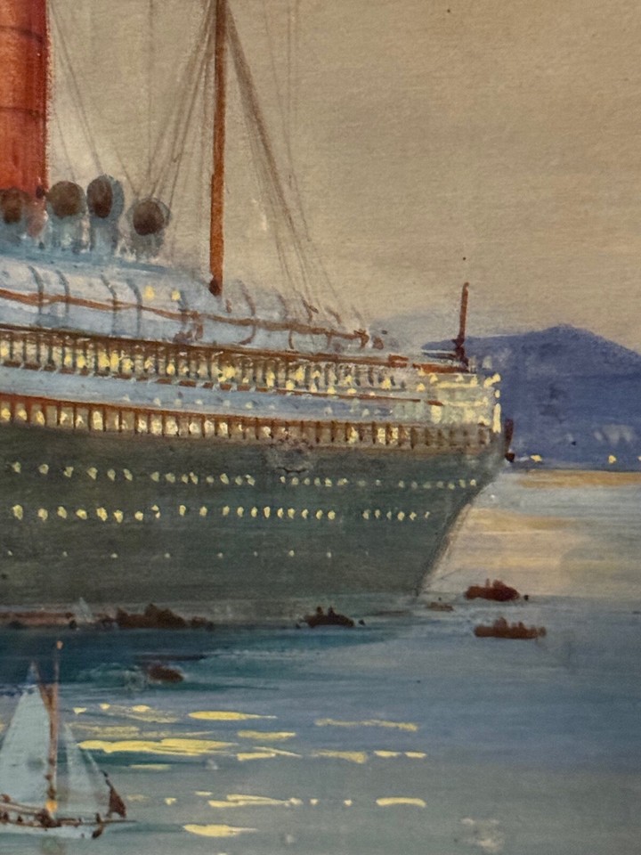 Original Fred Pansing painting of the Cunard Line RMS Mauretania, ca ...