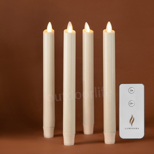 Set of 4 Luminara Flameless Taper Candles with Remote Moving Flame ...