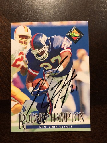 RODNEY HAMPTON 1994 CLASSIC AUTOGRAPHED SIGNED AUTO FOOTBALL CARD 102 ...