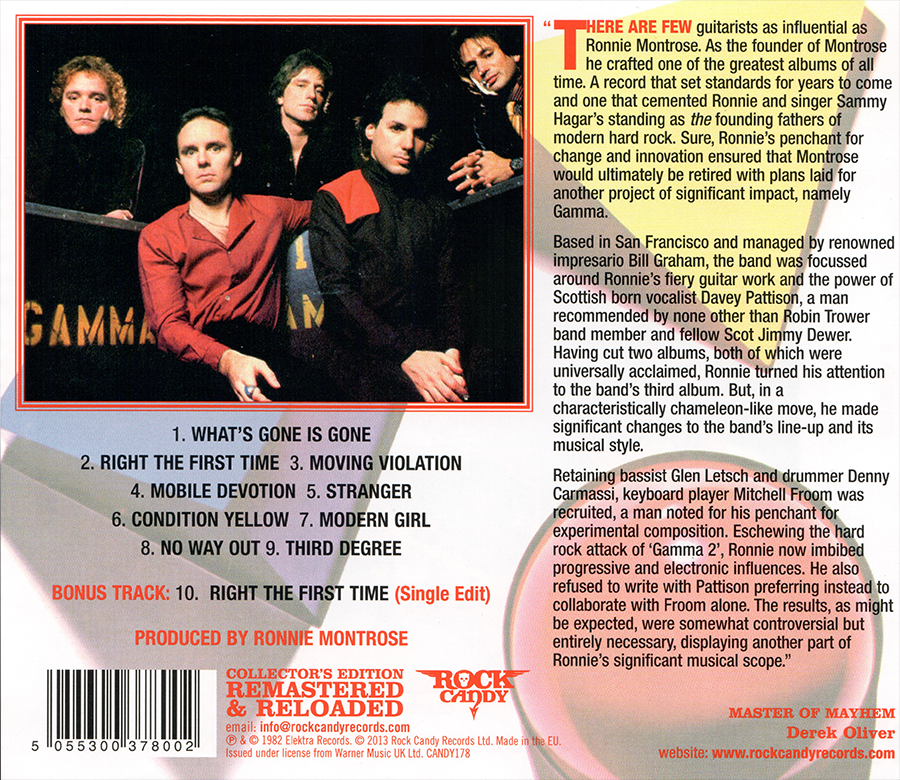 Gamma ~ Gamma 3 (1982) CD 2013 • Ronnie Montrose • Rock Candy Records ...