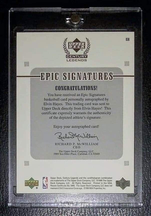 ELVIN HAYES 1999-00 Upper Deck Legends "EPIC SIGNATURES" ON-CARD ...