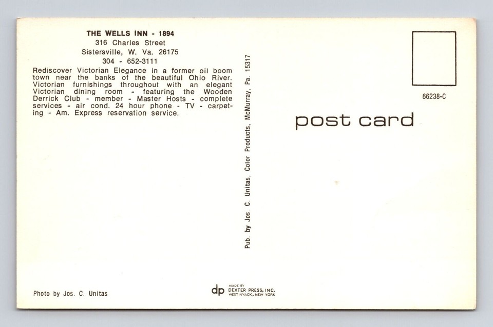 Sistersville WV-West Virginia, The Wells Inn, Advertising, Vintage ...