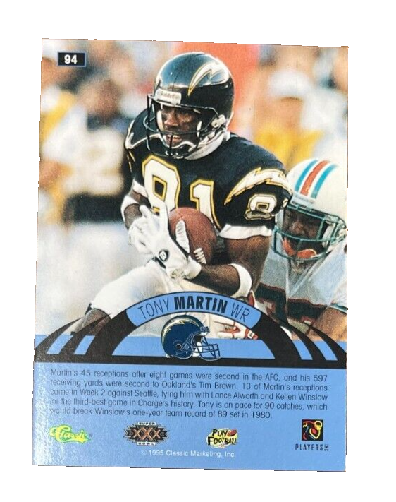 1995 Classic Card # 94 Tony Martin - Los Angeles Chargers | eBay