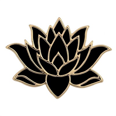 10K Gold Color Cute White Enamel Lotus Pin and Brooch(Black Gold) | eBay