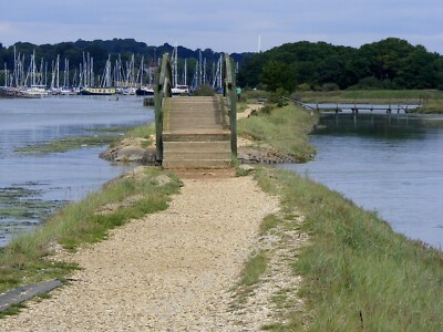 Photo 6x4 Footbridge and footpath along eastern bank of River Hamble ...