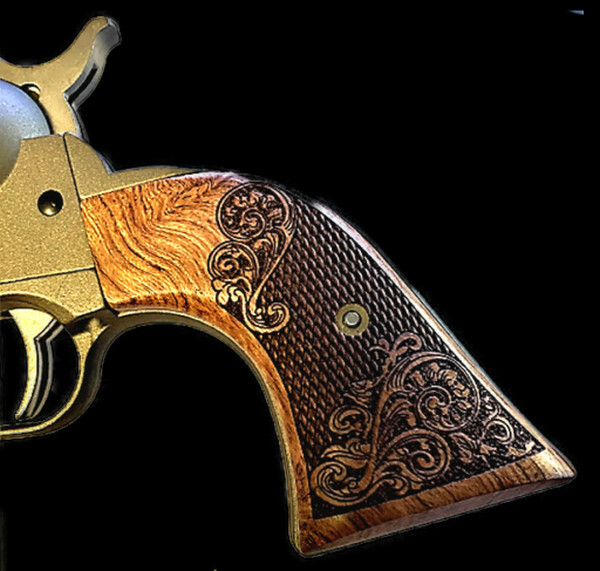 Fits Ruger Wrangler Grips ~ .22 Model ~ Rosewood Carved Scroll ...