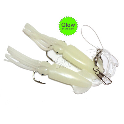 Qty 1 Glow 4.5" Fishing Ling Cod Rig Twin Bulb Squids Rockfish Lingcod ...