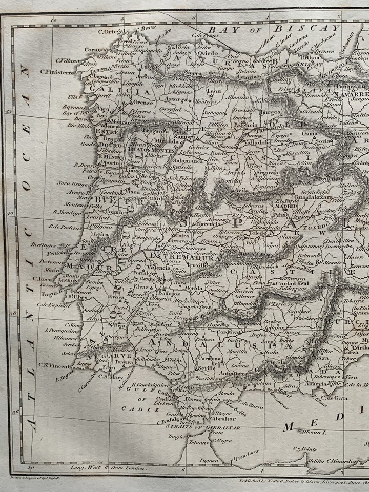 1814 Spain & Portugal by J. Russell Original Antique Map Over 200 Years ...