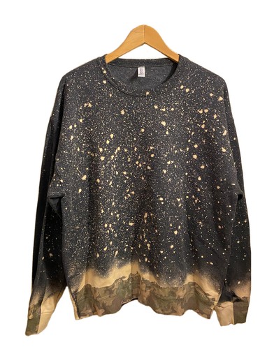 Bleached Dyed Camo Dipped Crewneck Pullover Sweater Unisex Adult Size ...