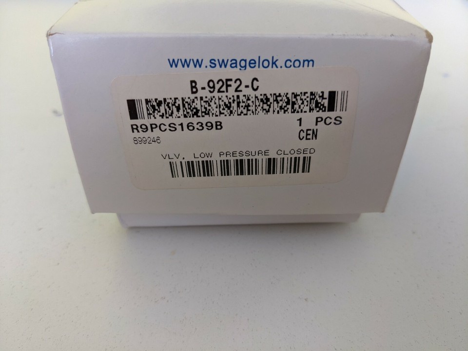 Brass Valve B-92F2-C Swagelok - open Box/open bag, New | eBay