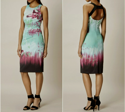 KAREN MILLEN PAINT SPLASH PRINT PENCIL DRESS SIZE 12 | eBay