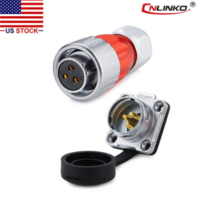 CNLINKO 3 Pin Power Connector Female Plug & Male Socket Waterproof IP67 ...