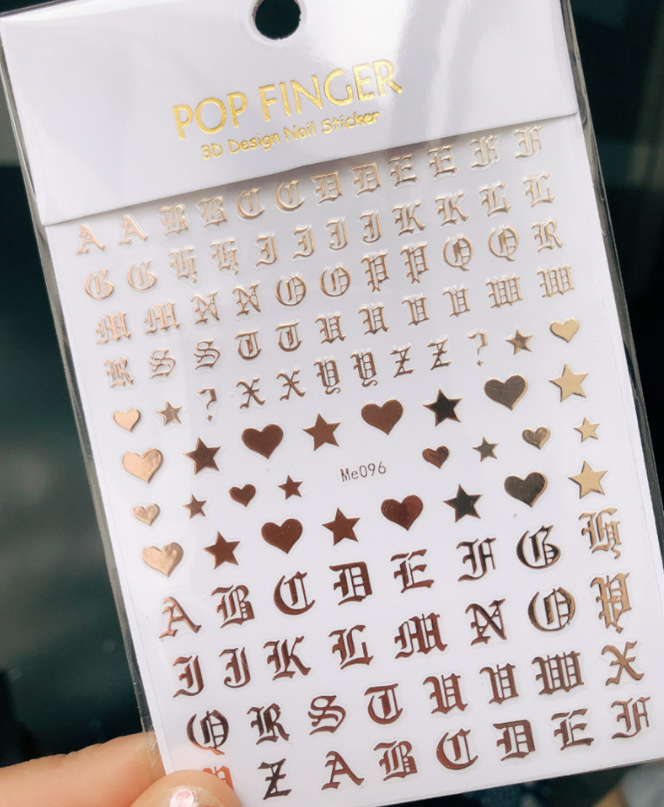 Nail Art Stickers Latin Roman English Alphabet Letter Heart Star US ...