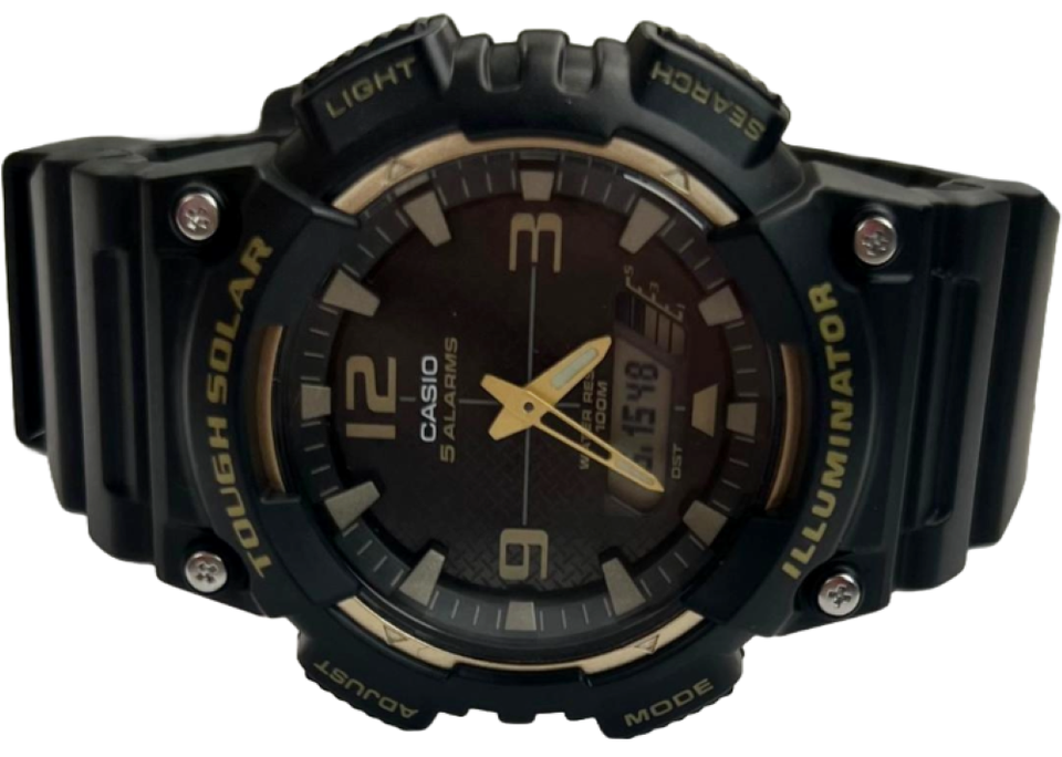 Casio SOLAR POWERED AQ-S810W Watch Black & Gold 5 Alarms 100M WR 31TZ ...