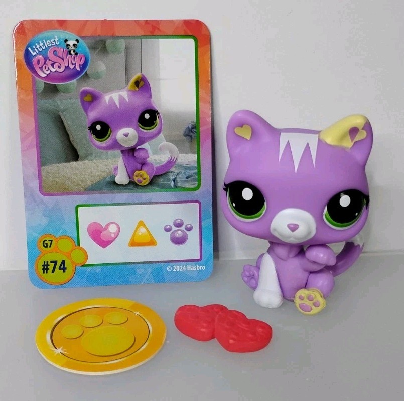 Littlest Pet Shop G7 Blind Box Series 2 #74 Purple Cat & Accessories ...