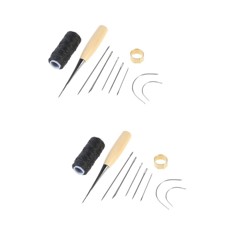 10Pcs Stitching Awl Needle Set with Sewing Needles and Thimbles Kit ...