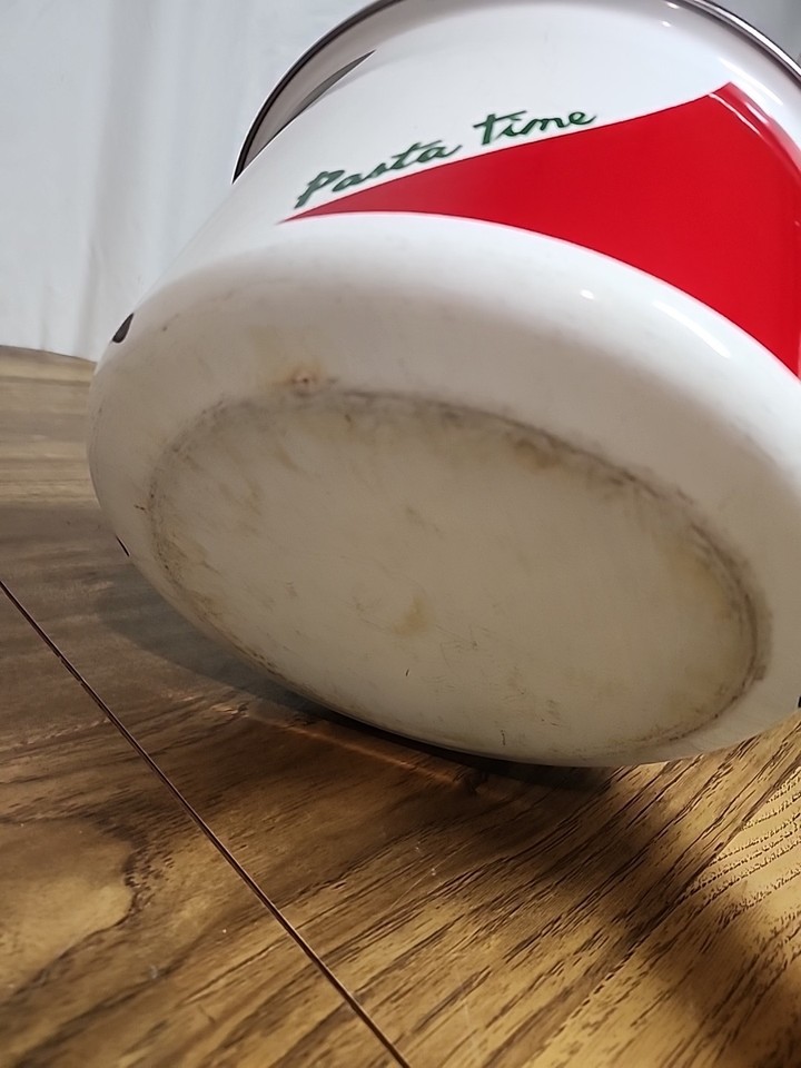 Vintage Pasta Time 6 QT Metrokane Enamel Cooking Pot With Strainer ...