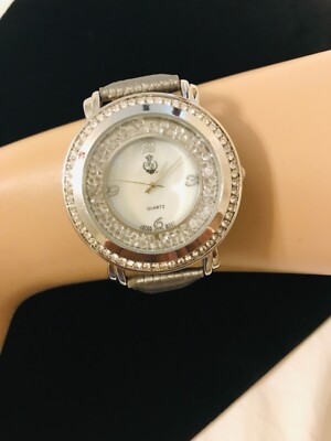 PREMIER DESIGNS WATCH FLOATING CRYSTALS MOP DIAL SILVER TONE AND SILVER ...